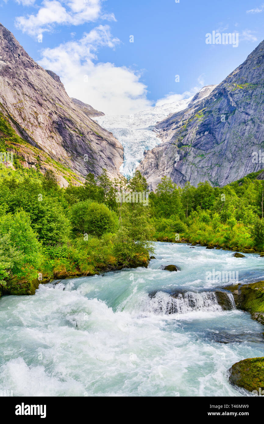 Melting Briksdal glacier in Norway - is one of the most accessible and ...