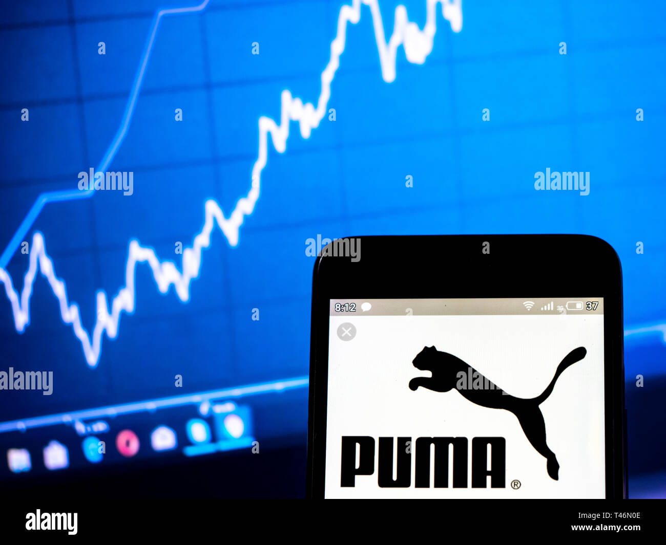 In this photo illustration a Puma SE logo seen displayed on a smart ...