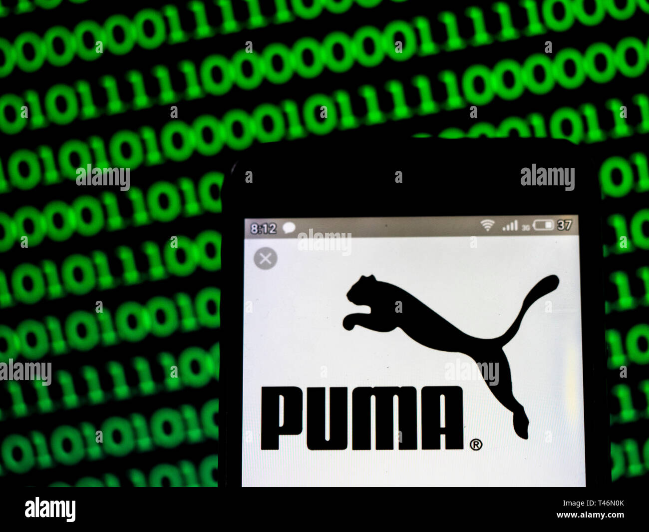 In this photo illustration a Puma SE logo seen displayed on a smart ...