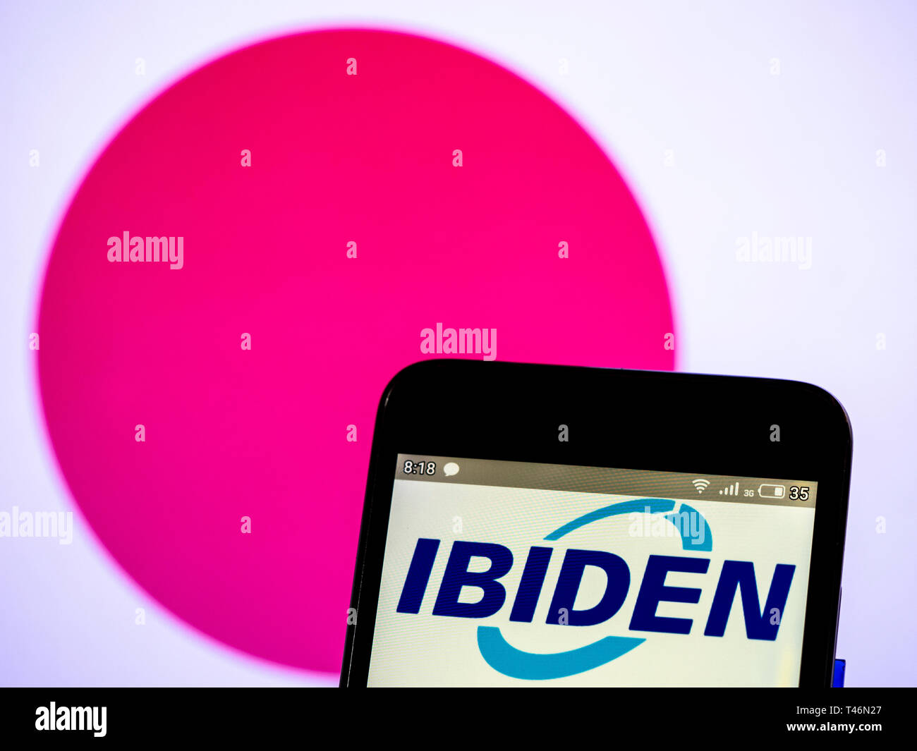 In this photo illustration an Ibiden Co., Ltd. logo seen displayed on a ...