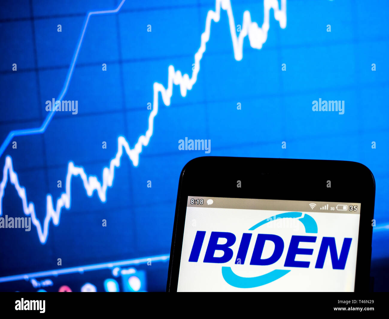 In this photo illustration an Ibiden Co., Ltd. logo seen displayed on a ...