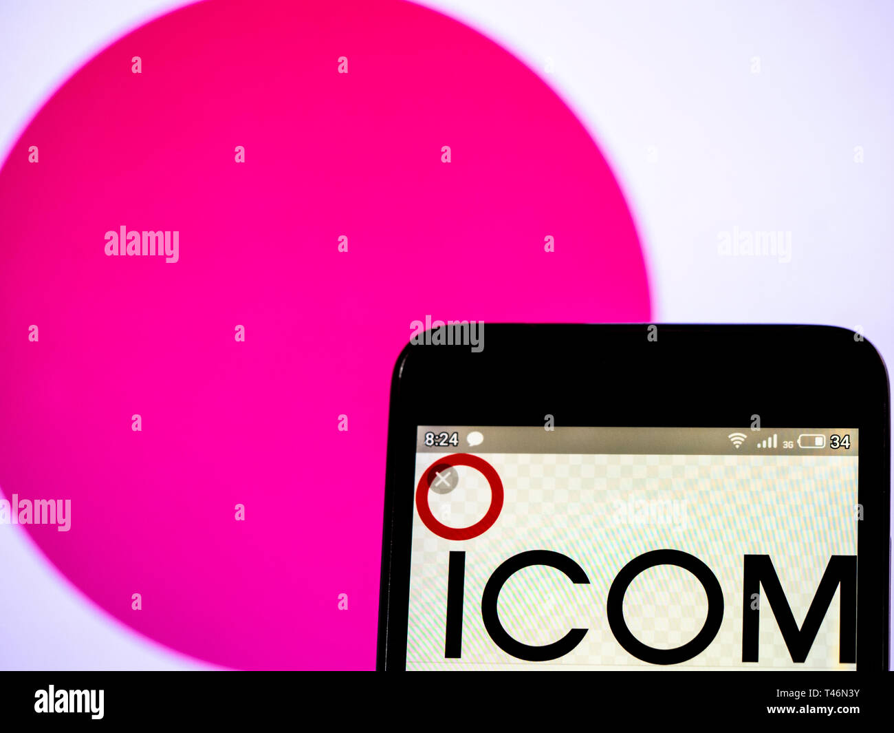 In this photo illustration an Icom Incorporated logo seen displayed on ...