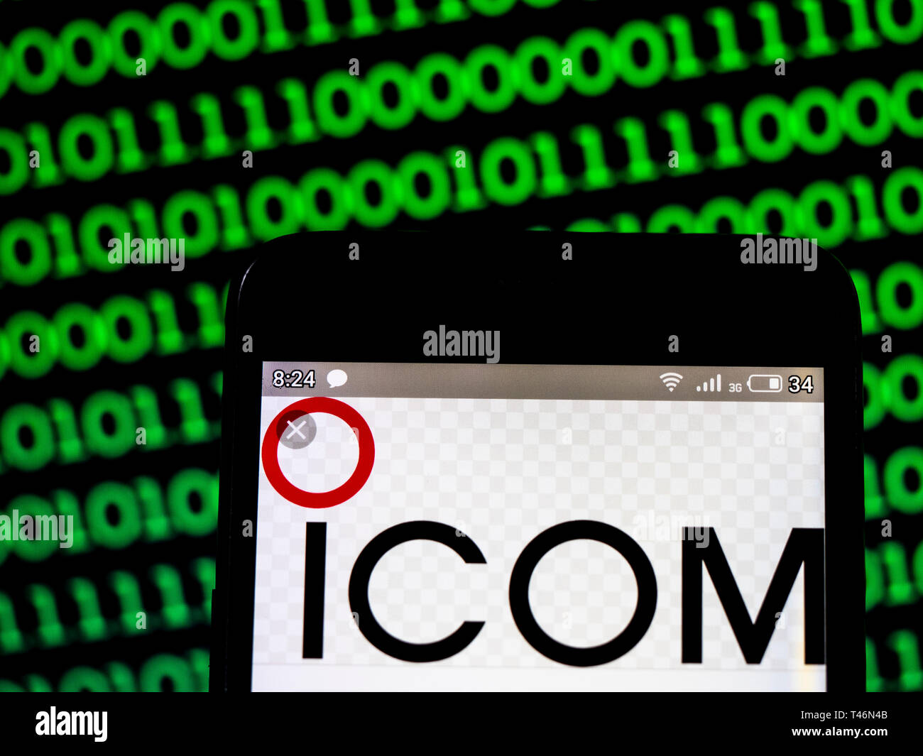 In this photo illustration an Icom Incorporated logo seen displayed on ...