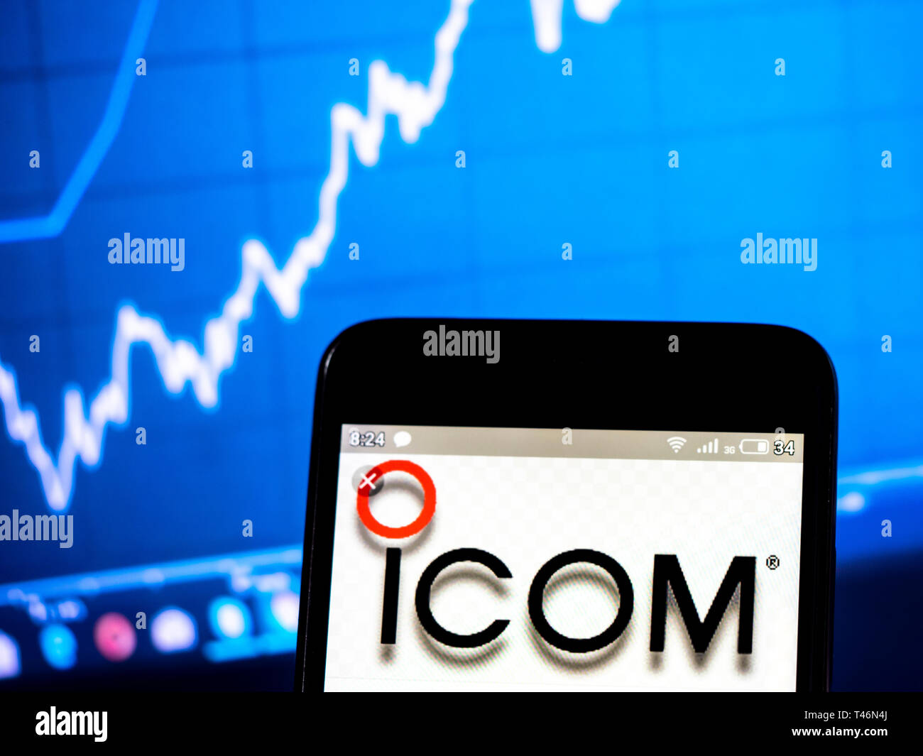 In this photo illustration an Icom Incorporated logo seen displayed on ...