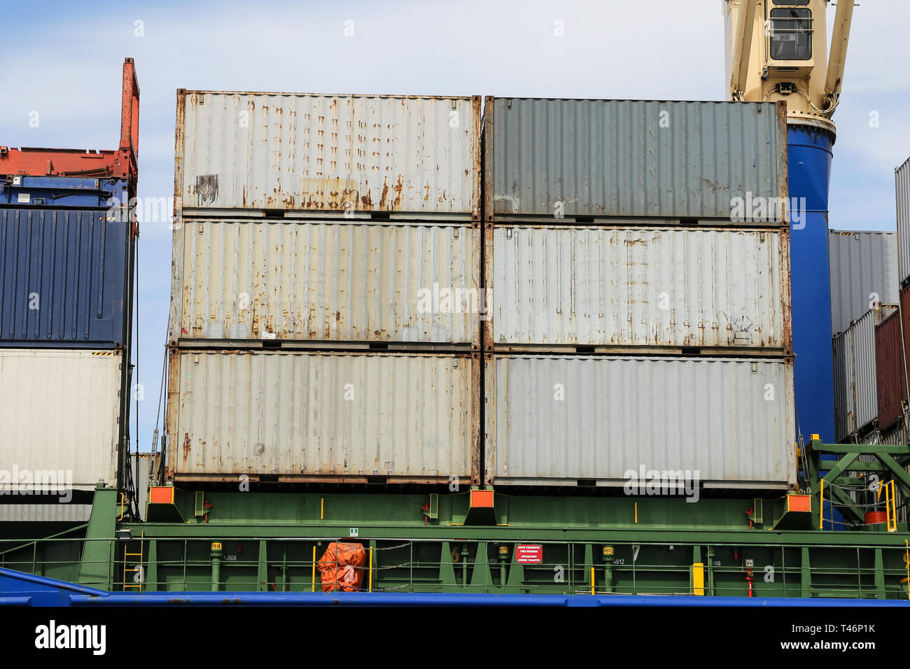 Container Ship is loading in a port Stock Photo - Alamy