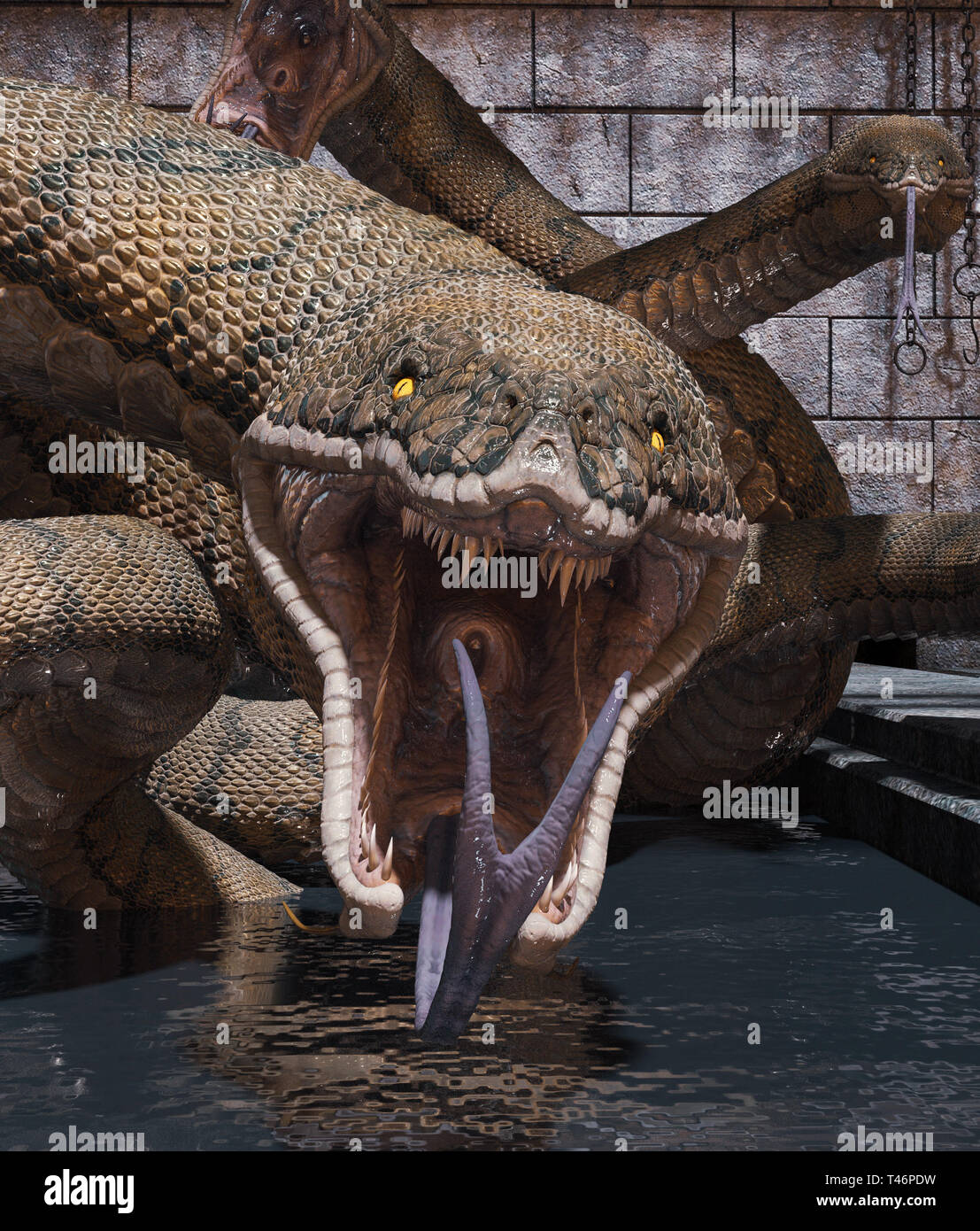 Lernaean hydra's tank please keep out,3d rendering Stock Photo - Alamy