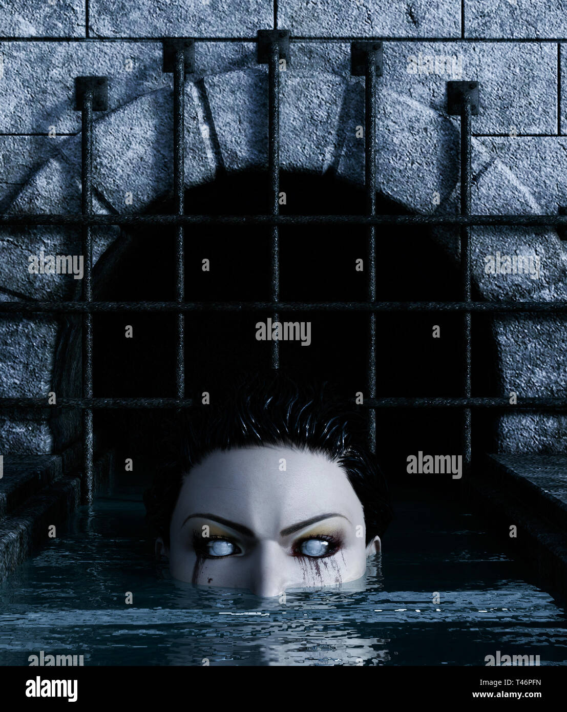 Woman's creature in abandoned sewer,3d rendering Stock Photo - Alamy