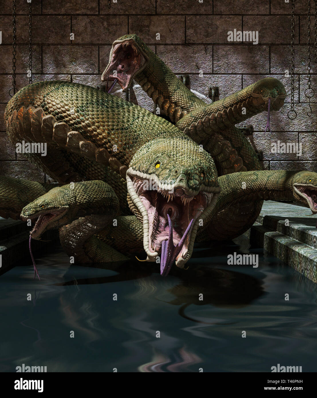 Lernaean hydra's tank please keep out,3d rendering Stock Photo - Alamy