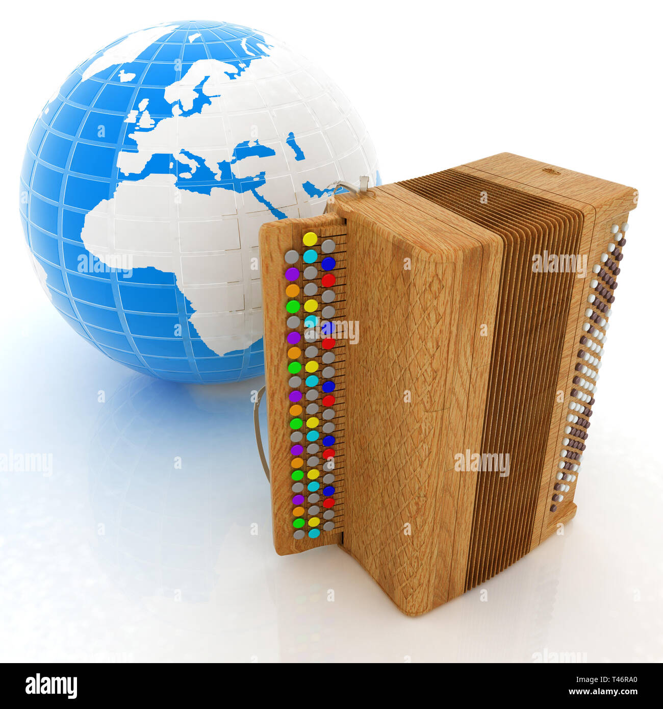 Musical instrument - retro bayan and Earth Stock Photo - Alamy