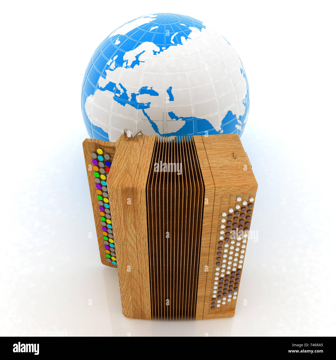 Musical instrument - retro bayan and Earth Stock Photo - Alamy