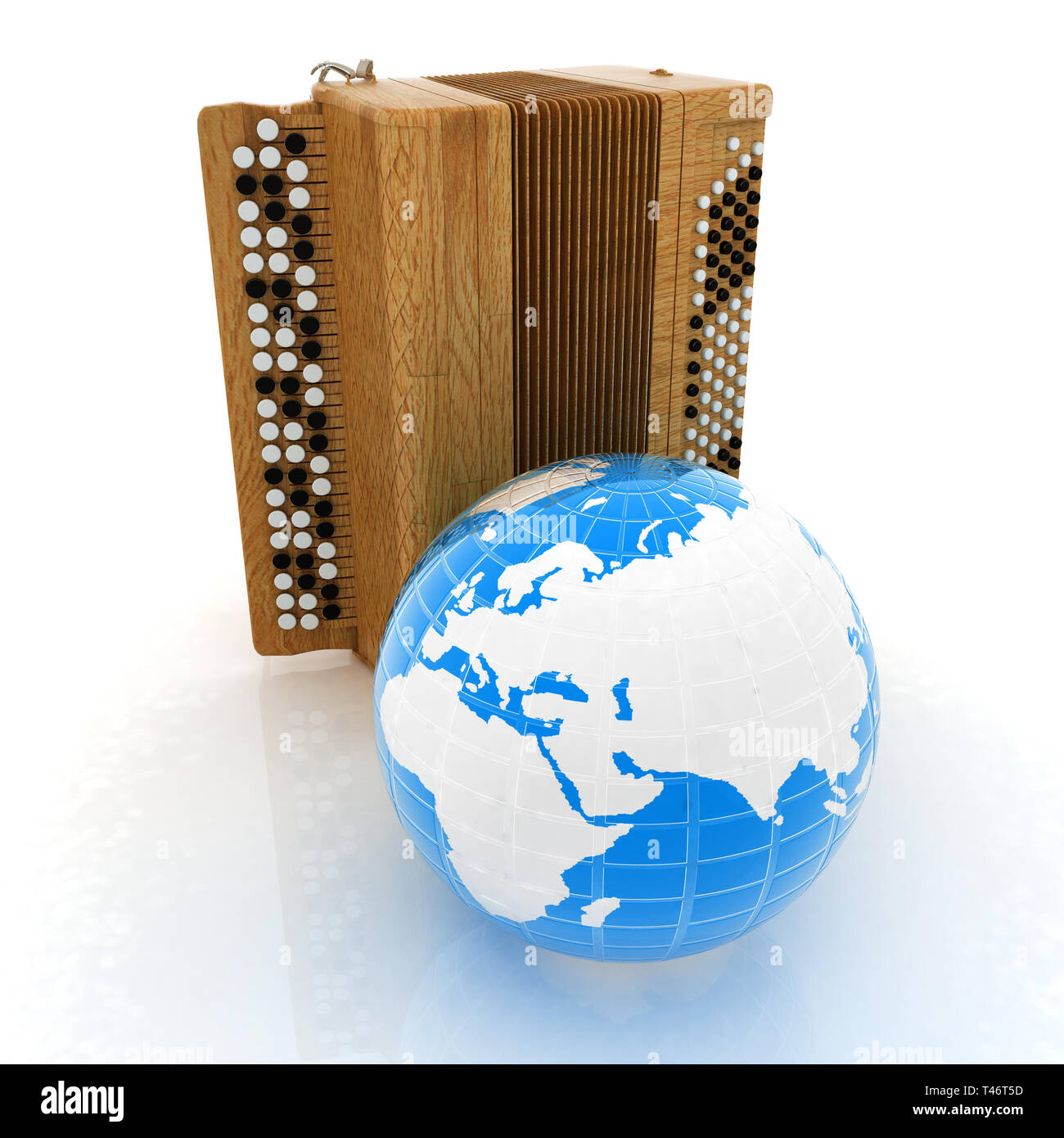 Musical instrument - retro bayan and Earth Stock Photo - Alamy
