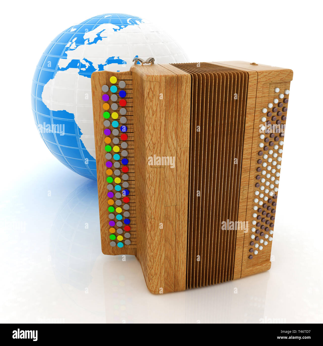 Musical instrument - retro bayan and Earth Stock Photo - Alamy
