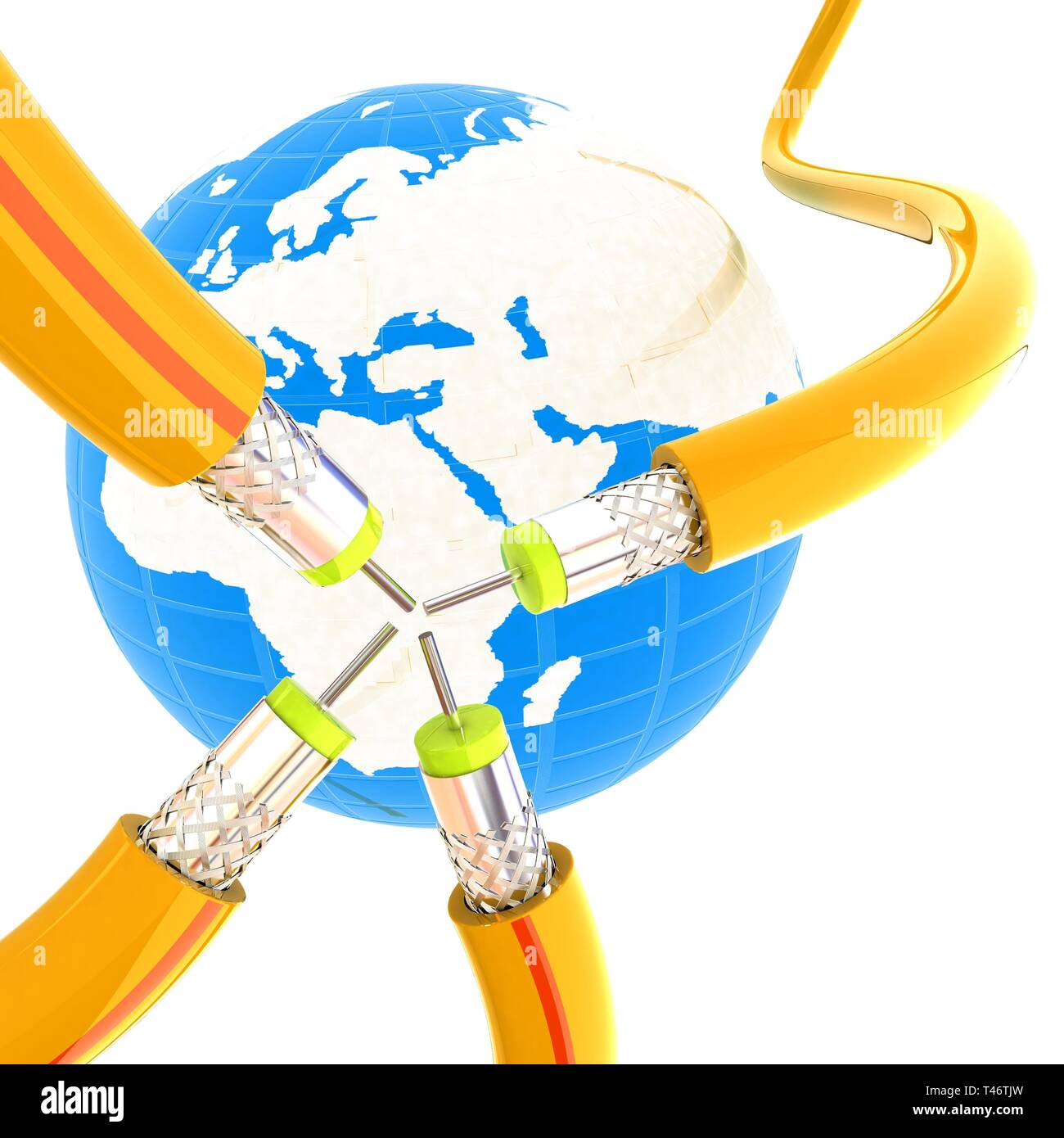 Cables for high tech connect and Earth Stock Photo - Alamy