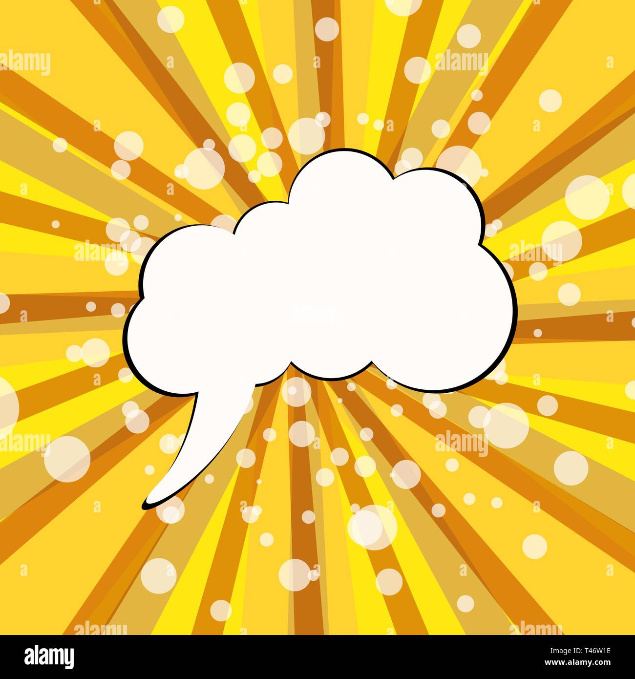 Empty white comic bubble for your text on yellow background. Comic ...