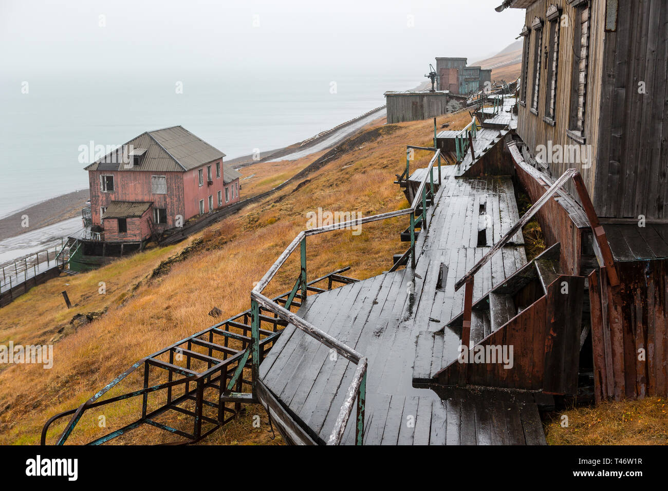 Barentsburg russian settlement svalbard spitsbergen hi-res stock ...