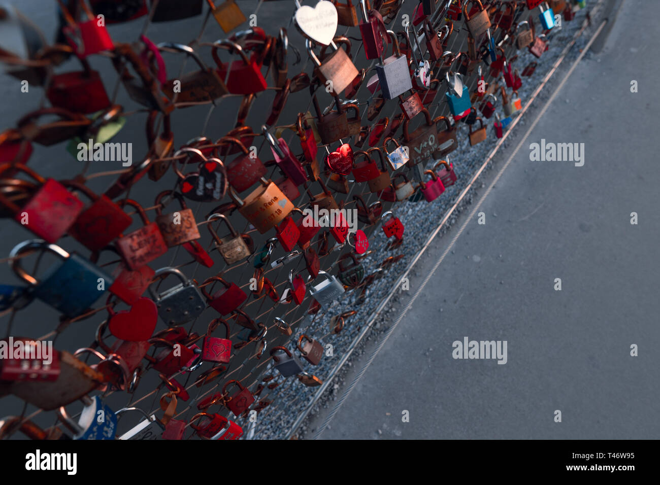 Railing with Locks Love Couples Stock Photo - Alamy