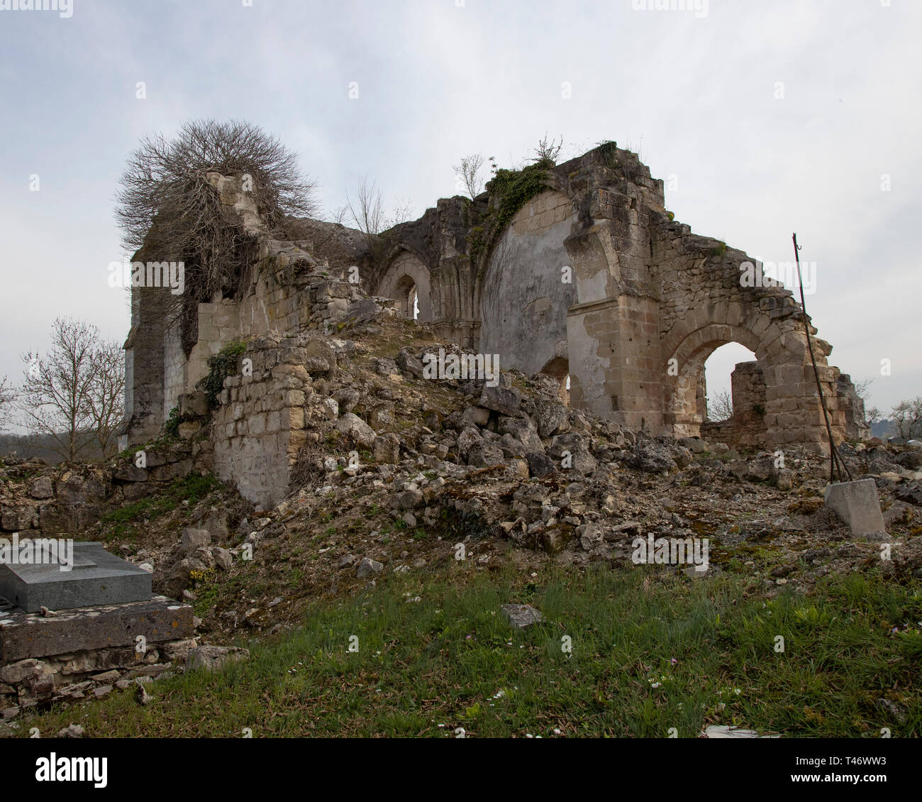 The church at Maizy France destroyed when an RAF Lancaster struck it in ...