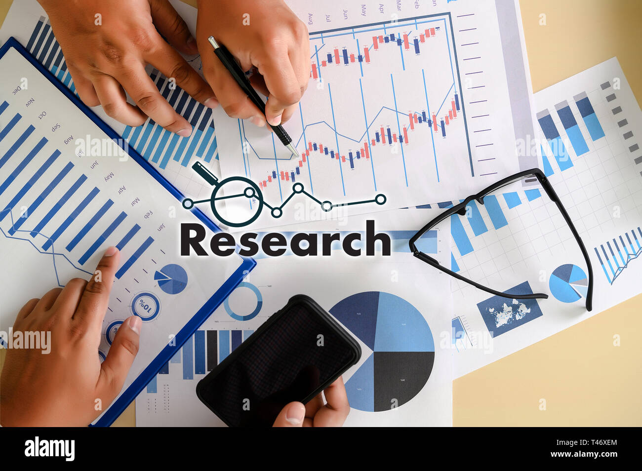 research documents with analytics data Brainstorm Meeting Businessman ...