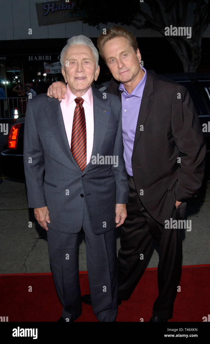 LOS ANGELES, CA. April 07, 2003: Father & son actors KIRK DOUGLAS ...