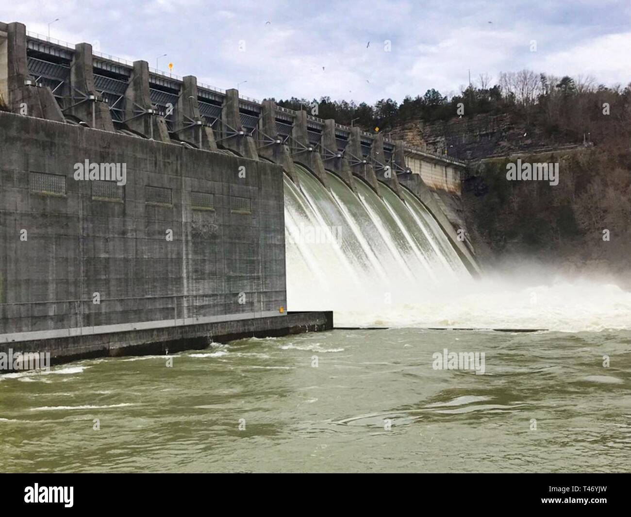 Wolf Creek Dam discharges water from the dam in Jamestown, Ky. March 13 ...