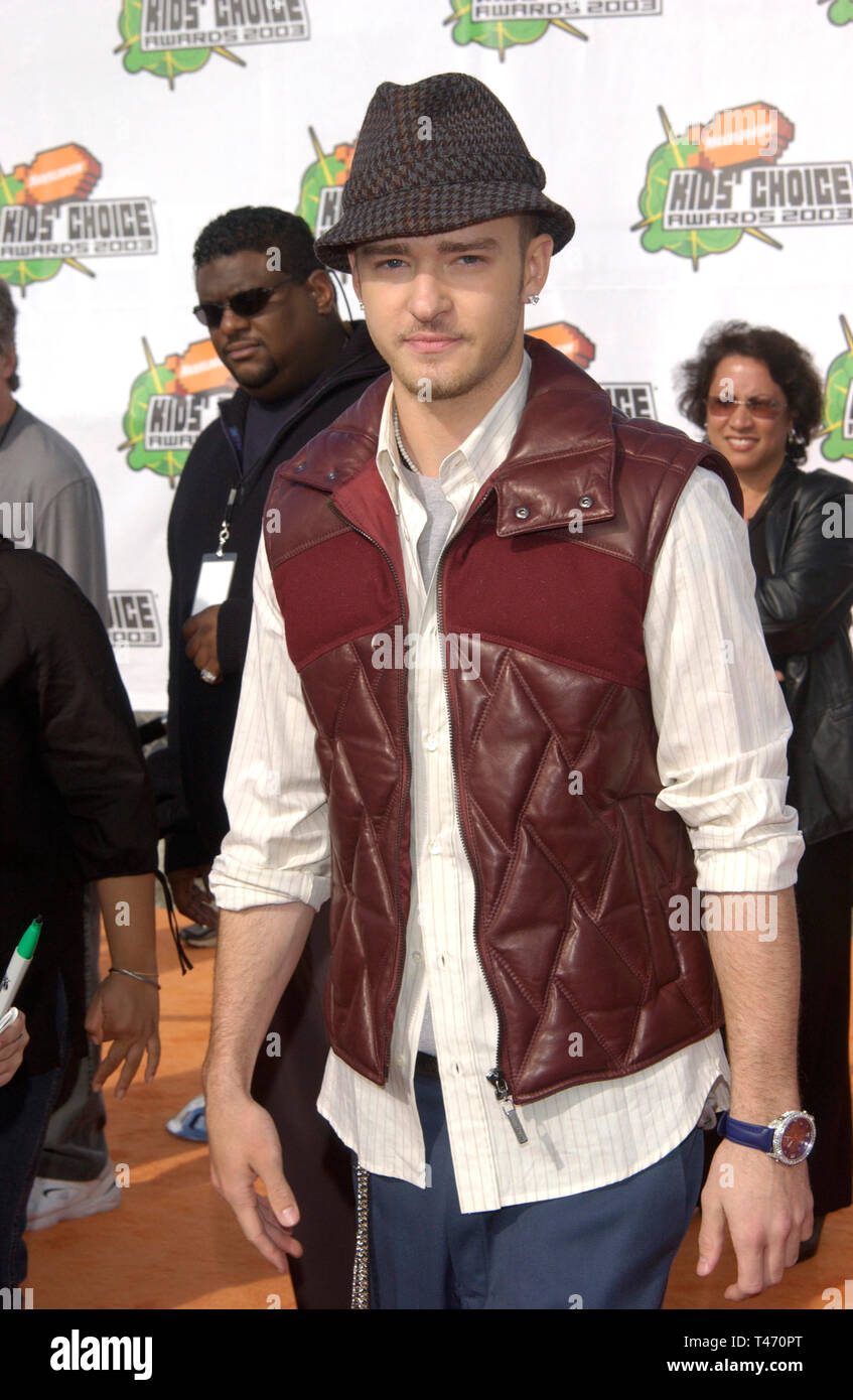 LOS ANGELES, CA. April 12, 2003: pop star JUSTIN TIMBERLAKE at ...
