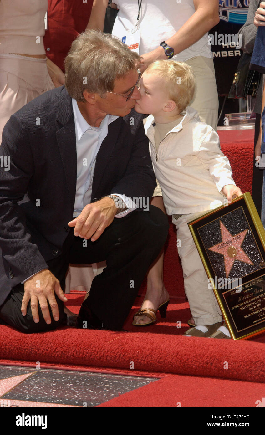 LOS ANGELES, CA. May 30, 2003: Actor HARRISON FORD & grandson ETHAN on ...