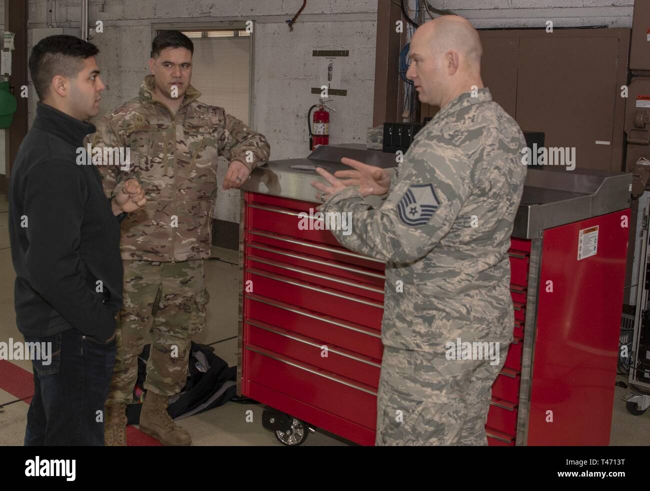 U.S. Air Force Master Sgt. Caleb Myers, middle, 480th Aircraft ...