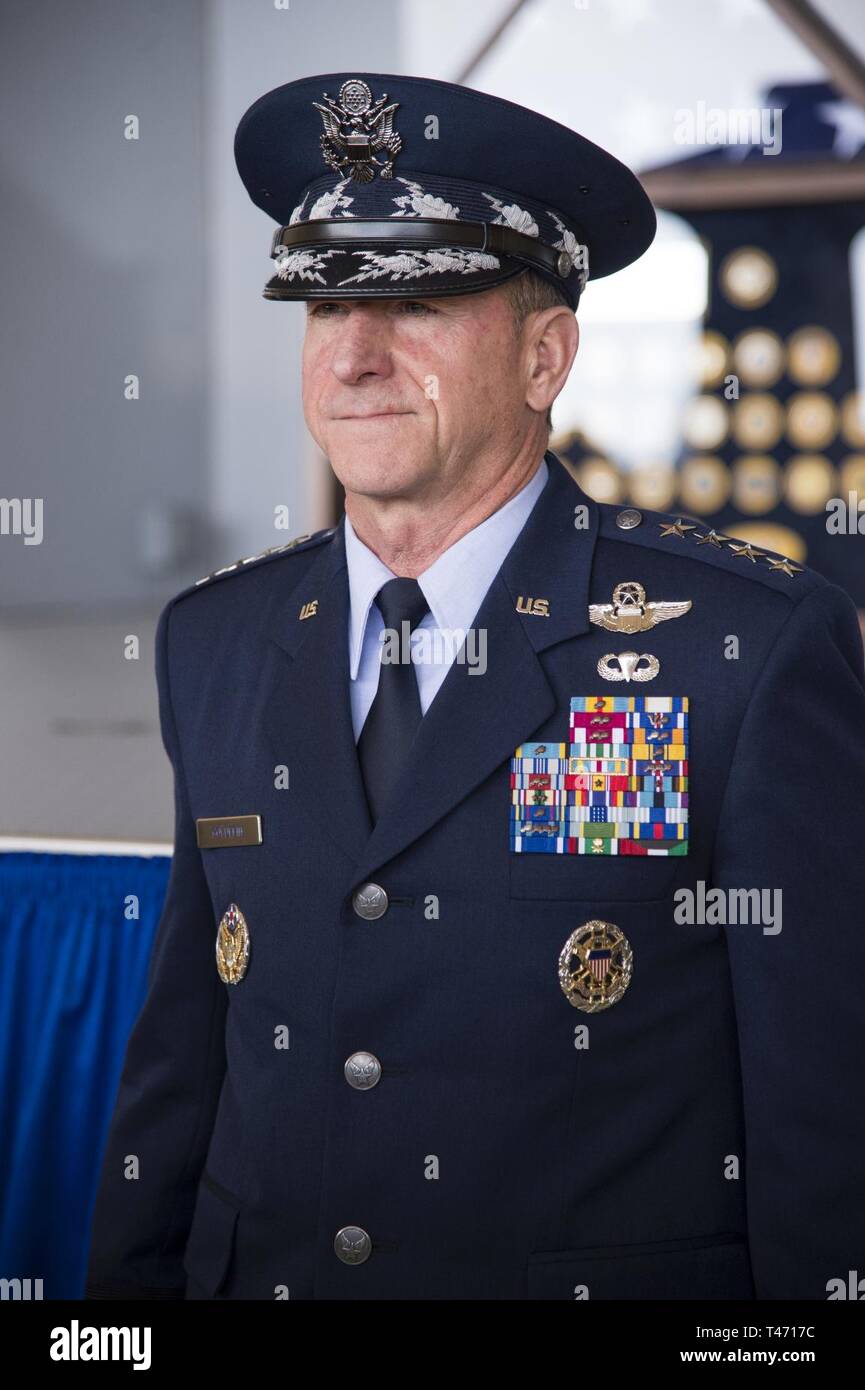 Air Force Chief of Staff Gen. David L. Goldfein stands at attention ...