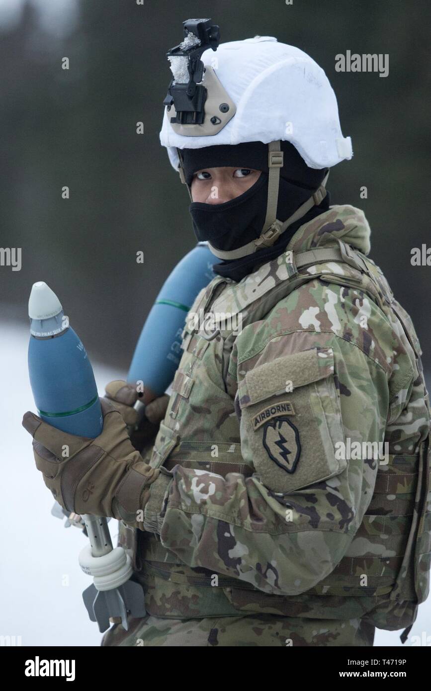 An Army indirect fire infantryman assigned to Headquarters and ...