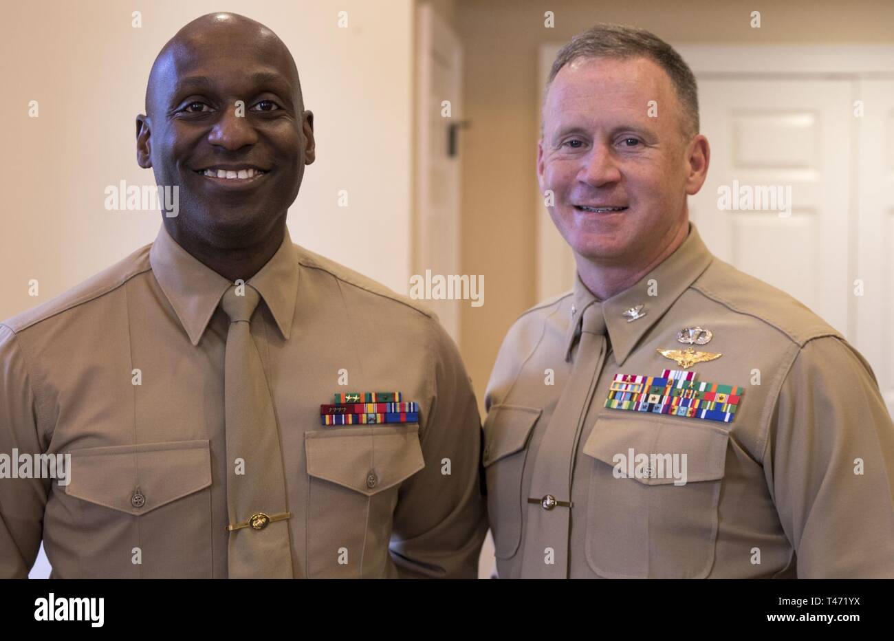 U.S. Marine Corps Gunnery Sgt. Gavin Hart, left, and Col. Todd Ferry ...