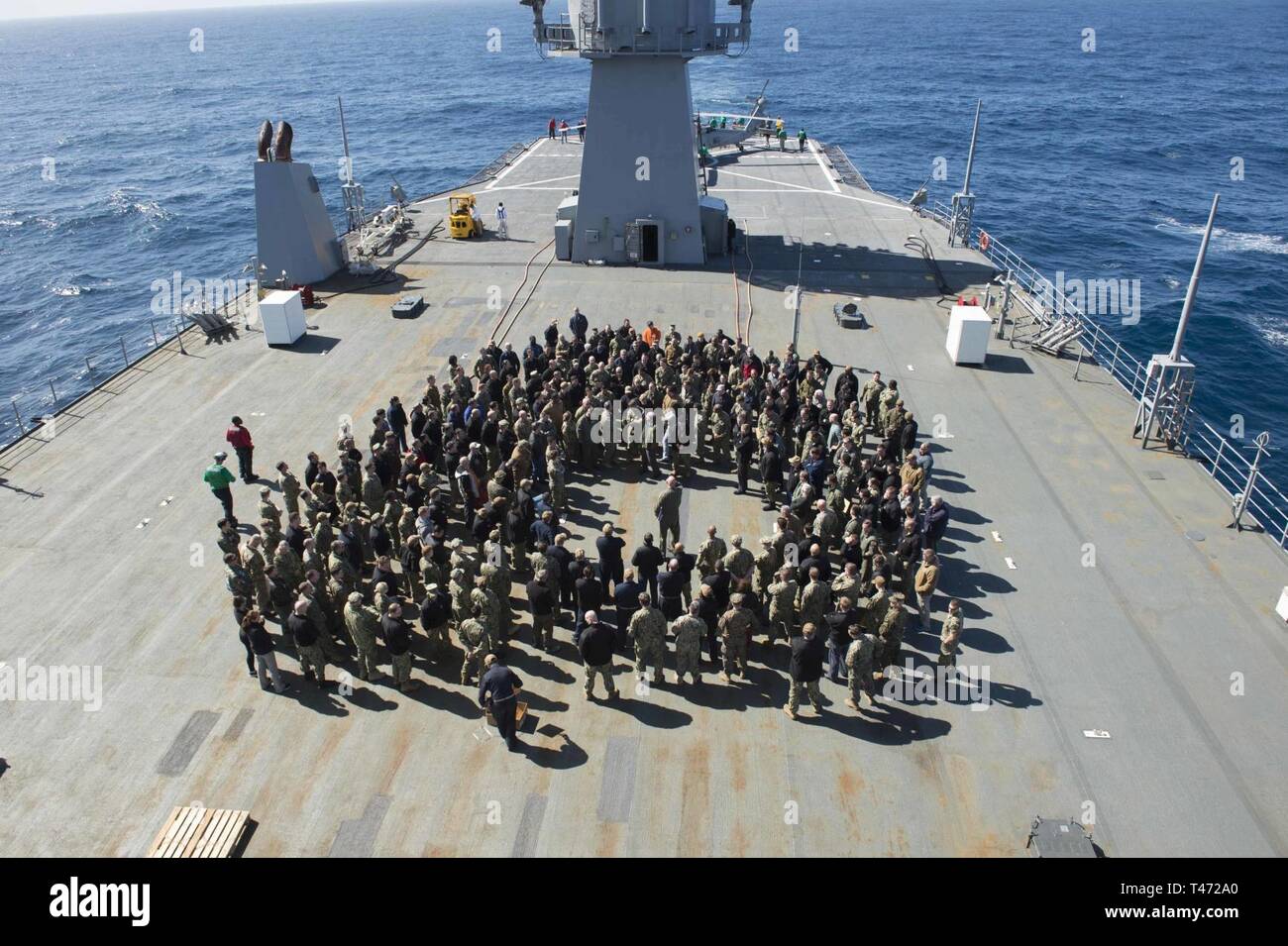 SEA (March 15, 2019) – Sailors aboard the Blue Ridge-class amphibious ...