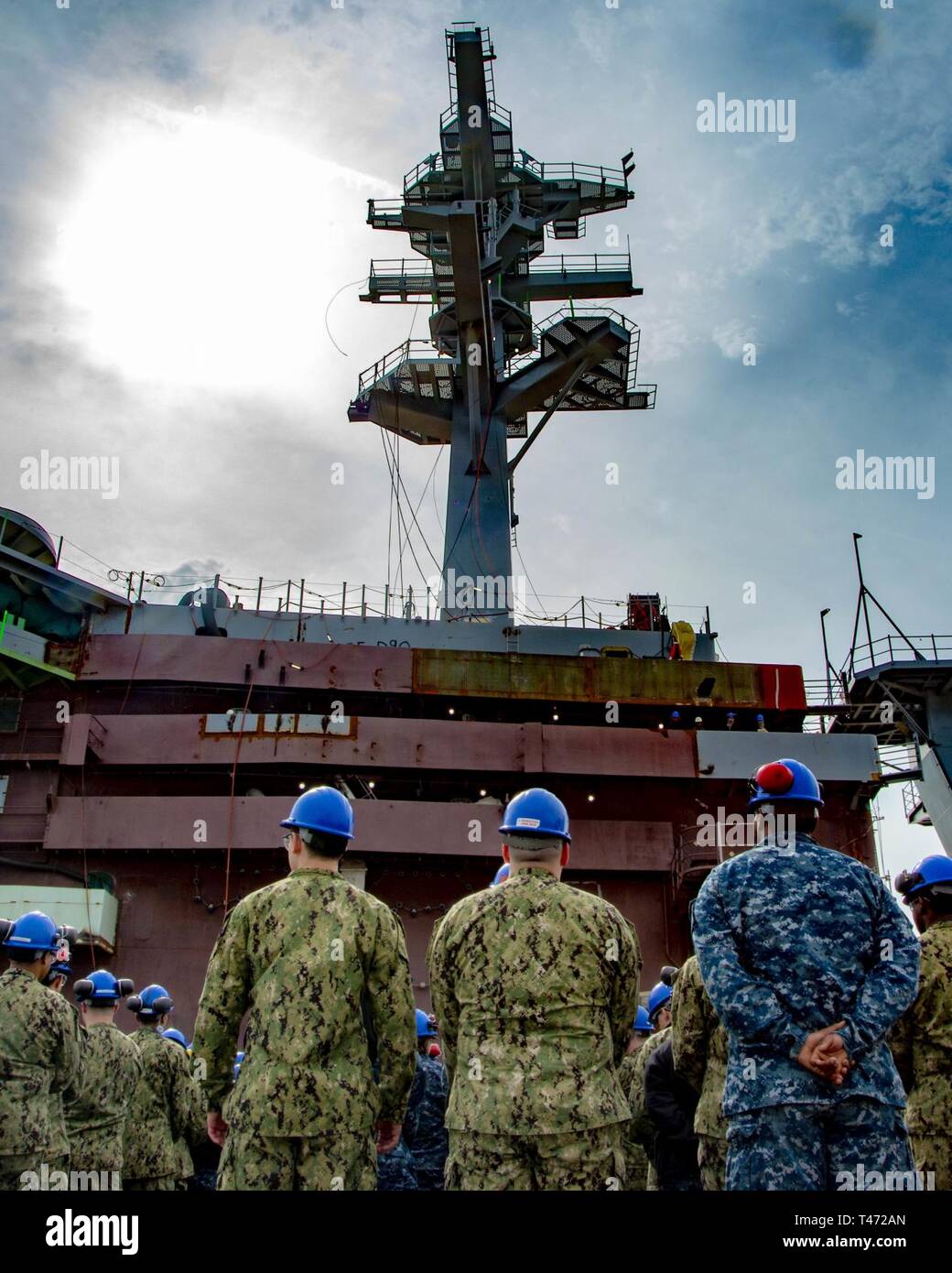 NEWPORT NEWS, Va. (March 15, 2019) Sailors assigned to the Nimitz-class ...