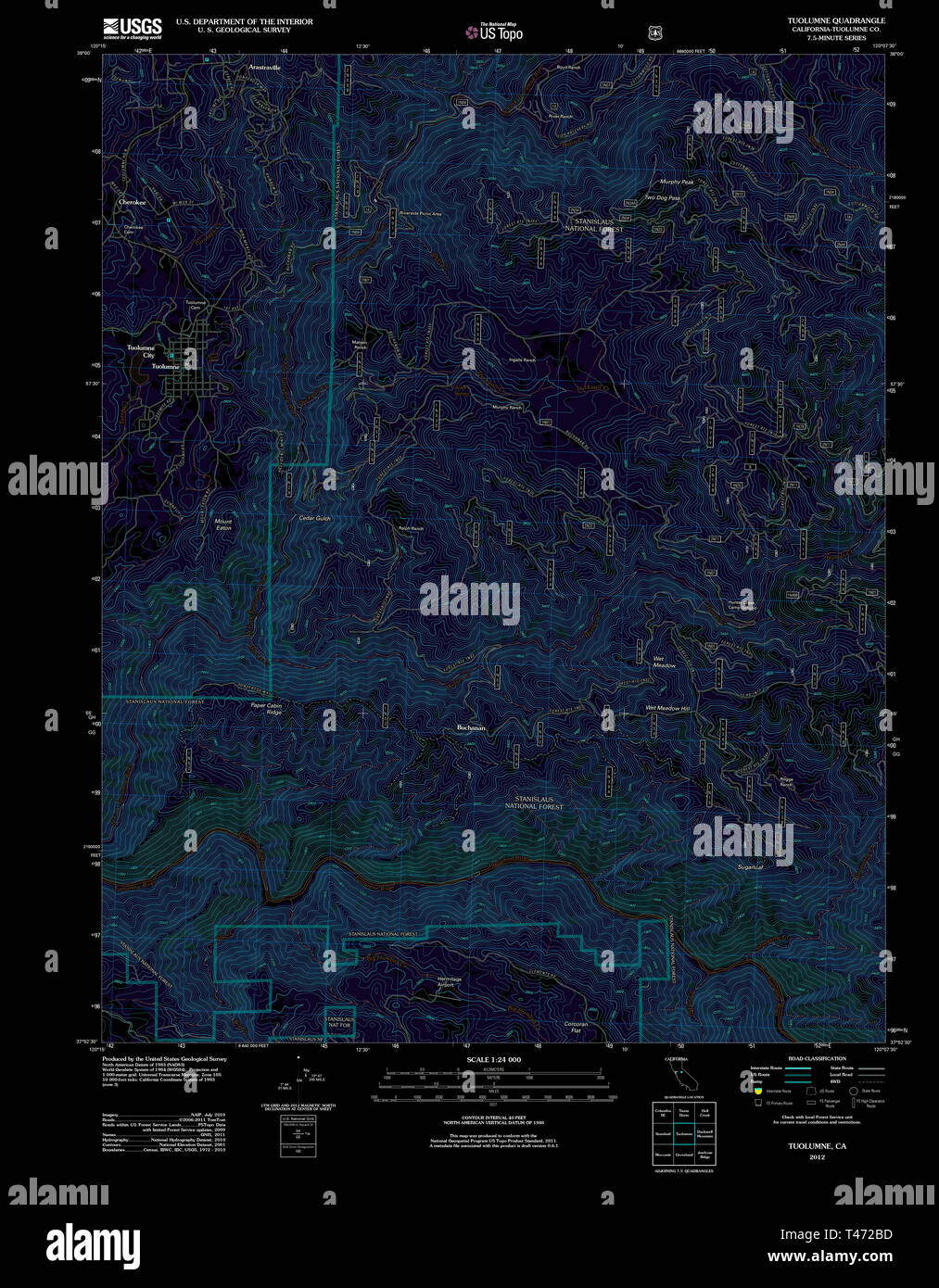Tuolumne map hi-res stock photography and images - Alamy
