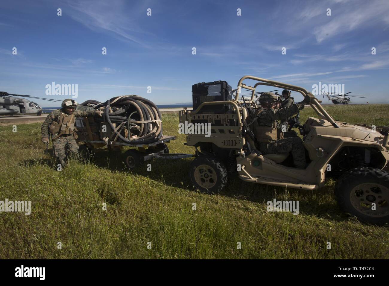 U.S. Marines with Marine Wing Support Squadron (MWSS) 371 transport ...