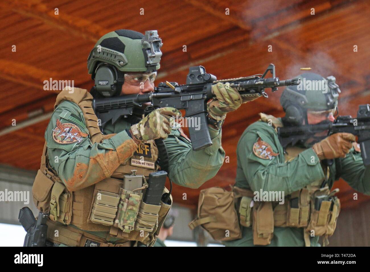 Malcolm Burgess shoots an M4 carbine March 15 during the SWAT Challenge ...