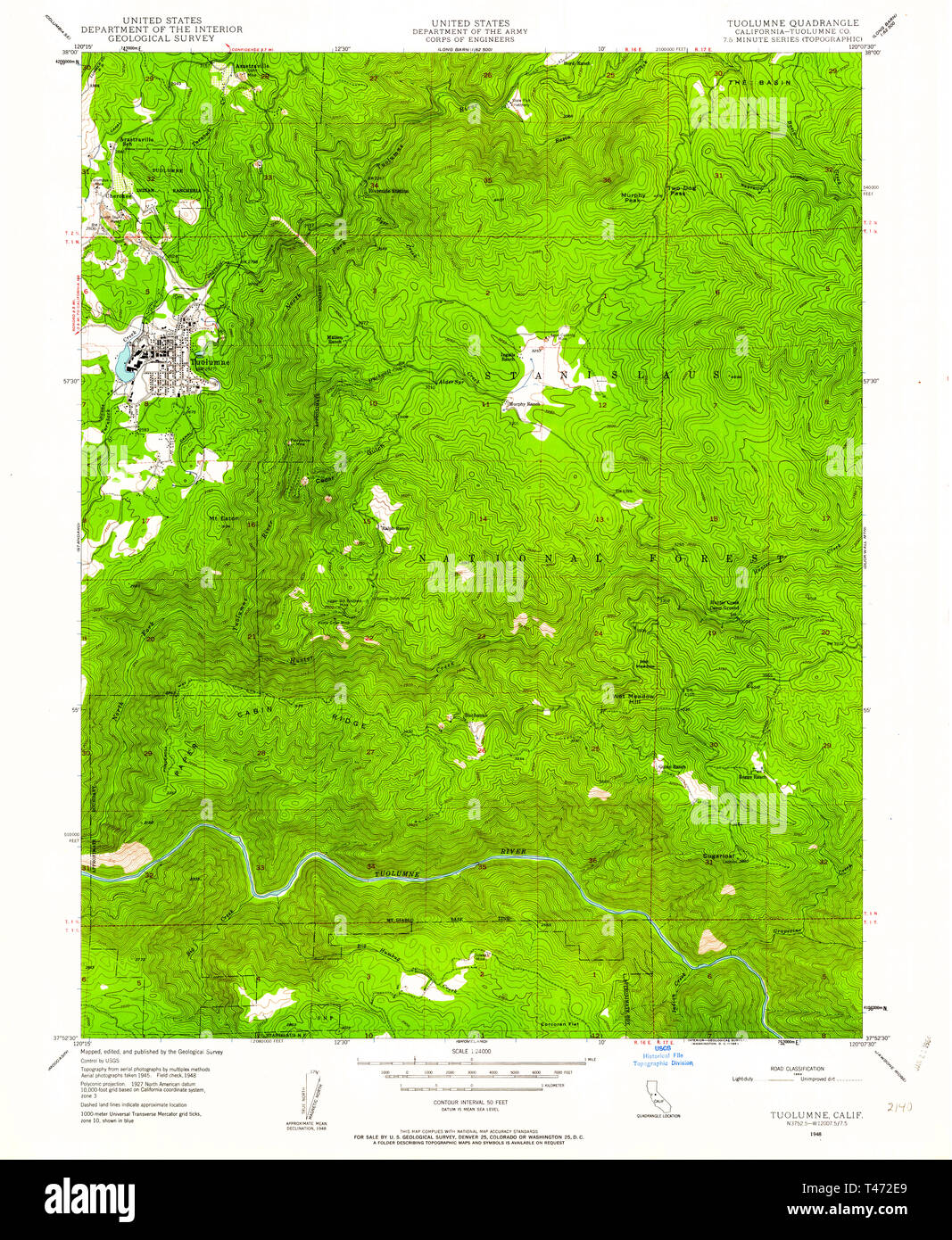 Tuolumne map hi-res stock photography and images - Alamy