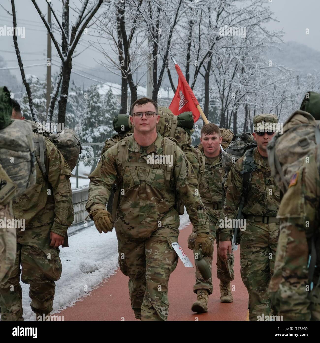 Spc. Michael Cavalcante, center, assigned to Company A., 2nd Brigade ...