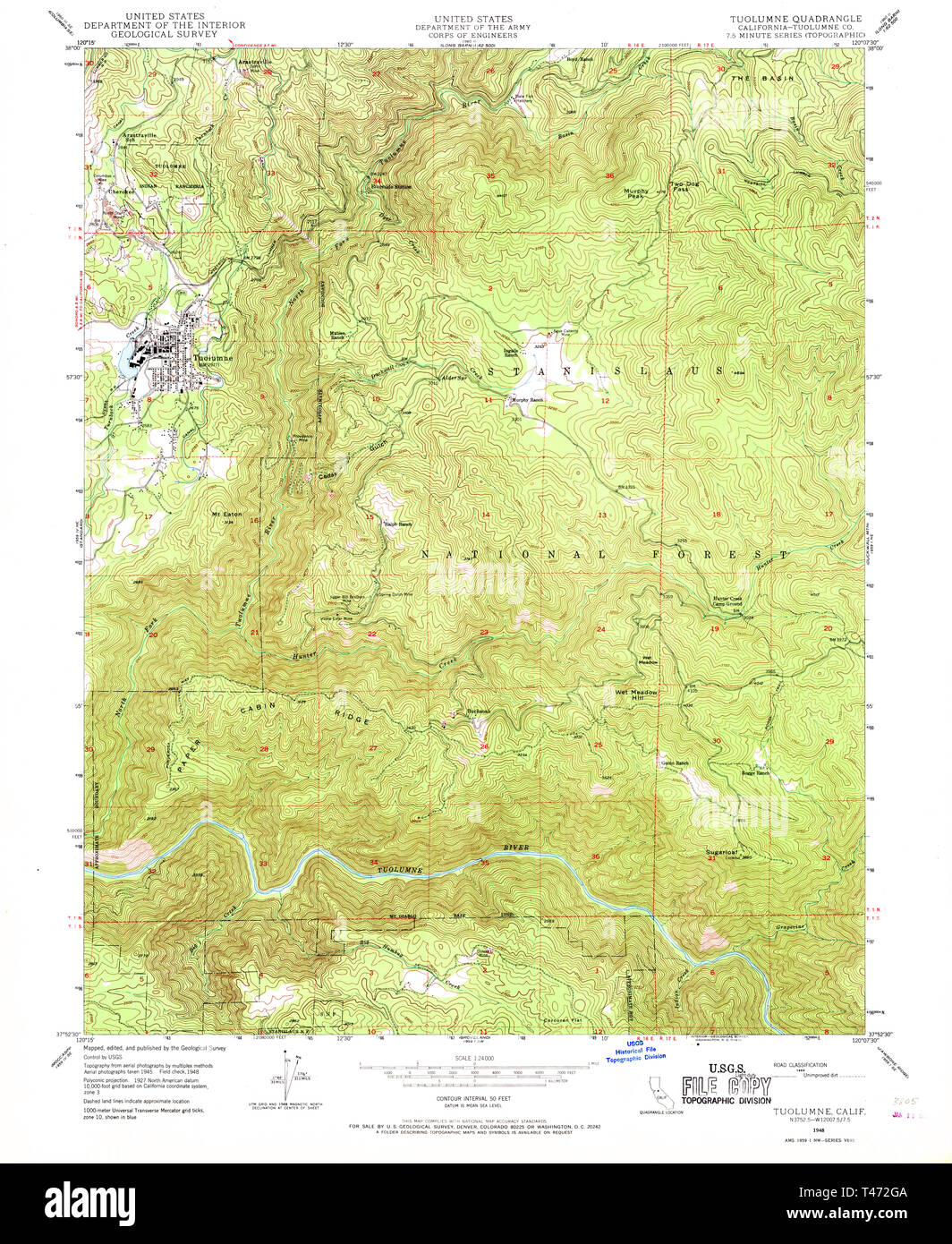 Tuolumne map hi-res stock photography and images - Alamy
