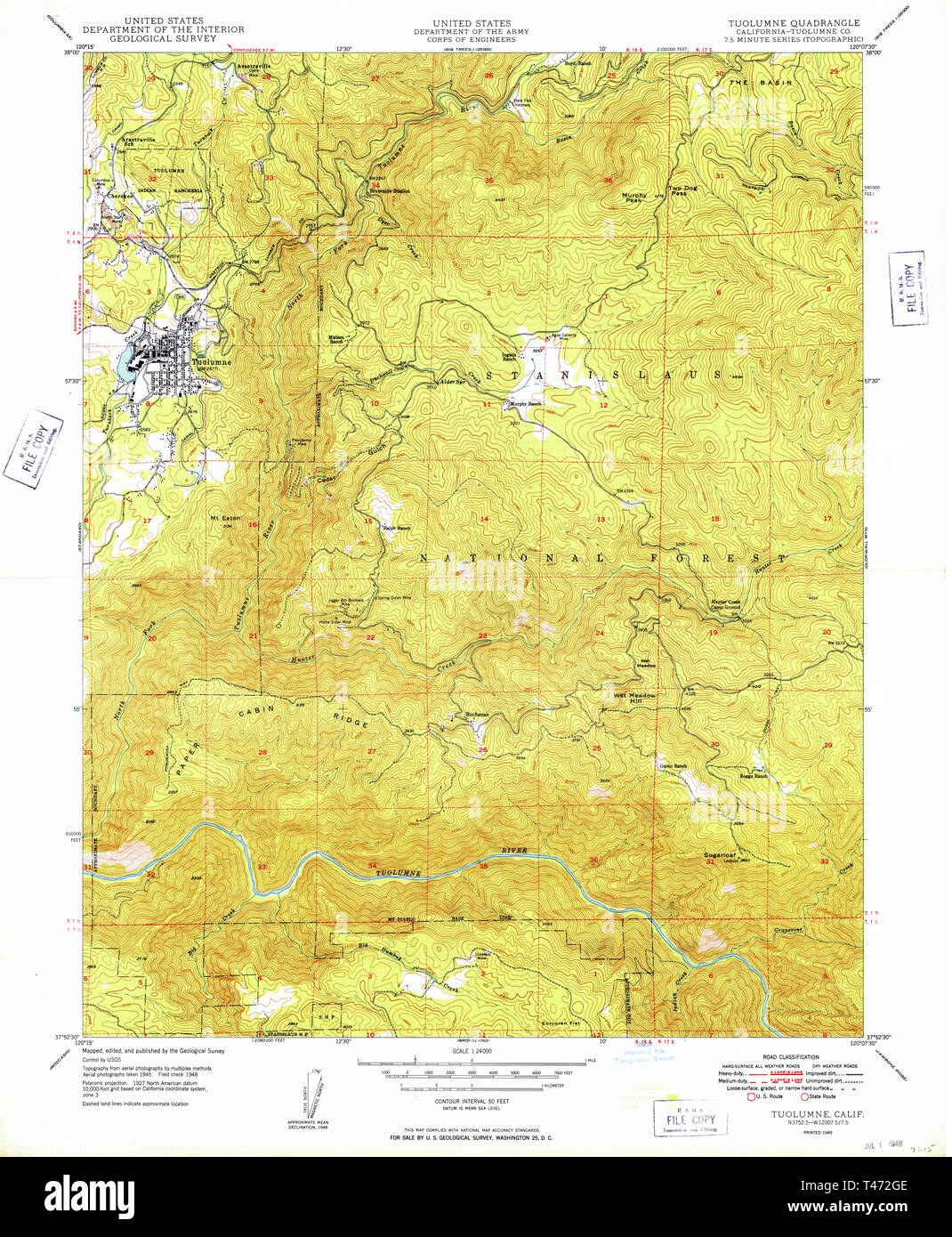 Tuolumne map hi-res stock photography and images - Alamy