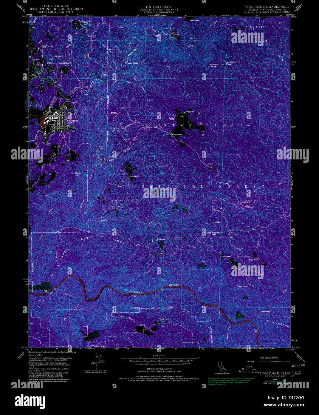 Tuolumne map hi-res stock photography and images - Alamy