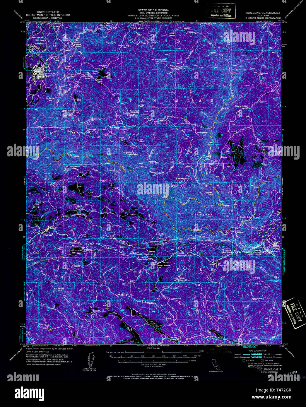 Tuolumne map hi-res stock photography and images - Alamy