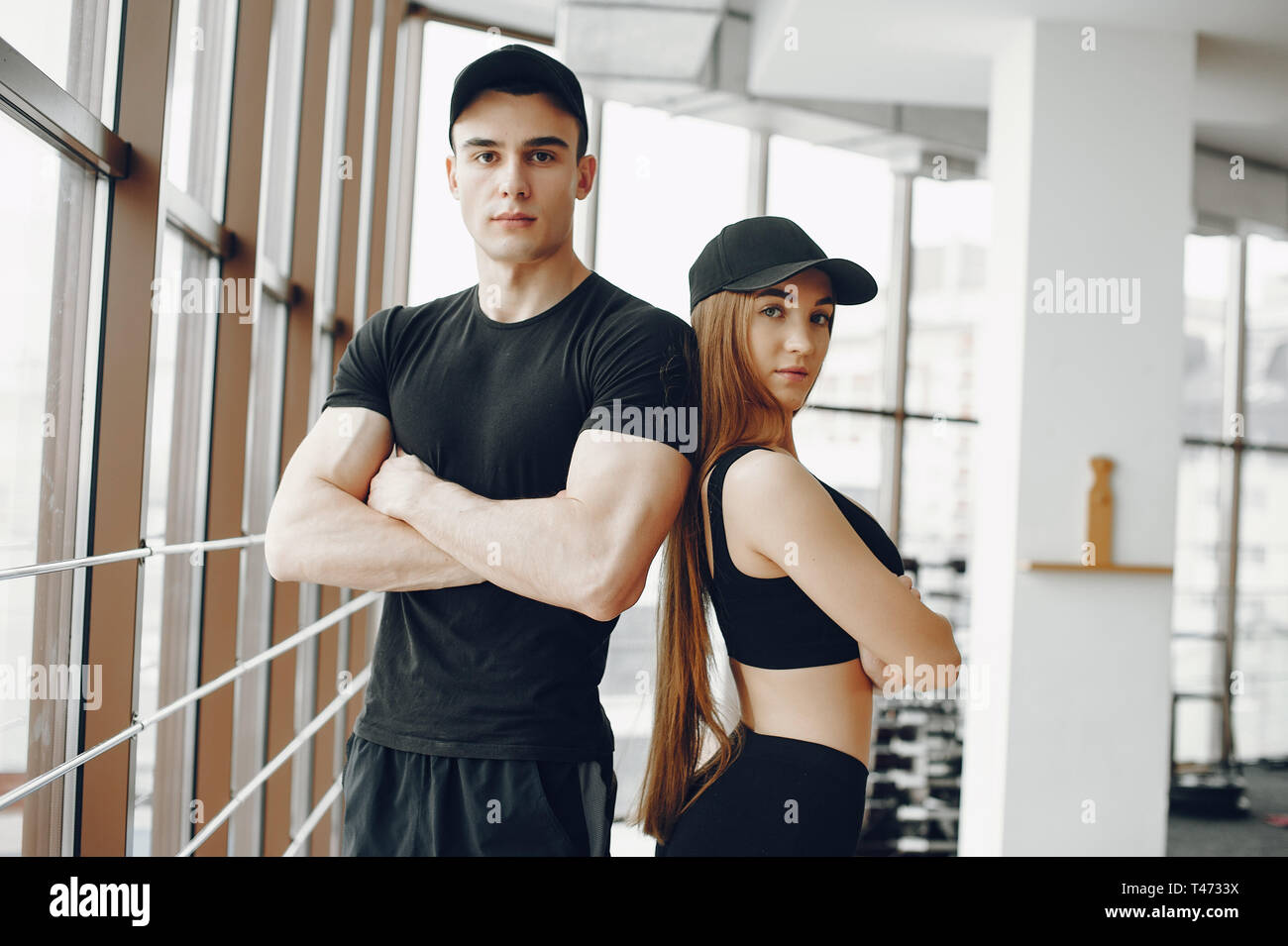 Sports couple in a morning gym Stock Photo - Alamy