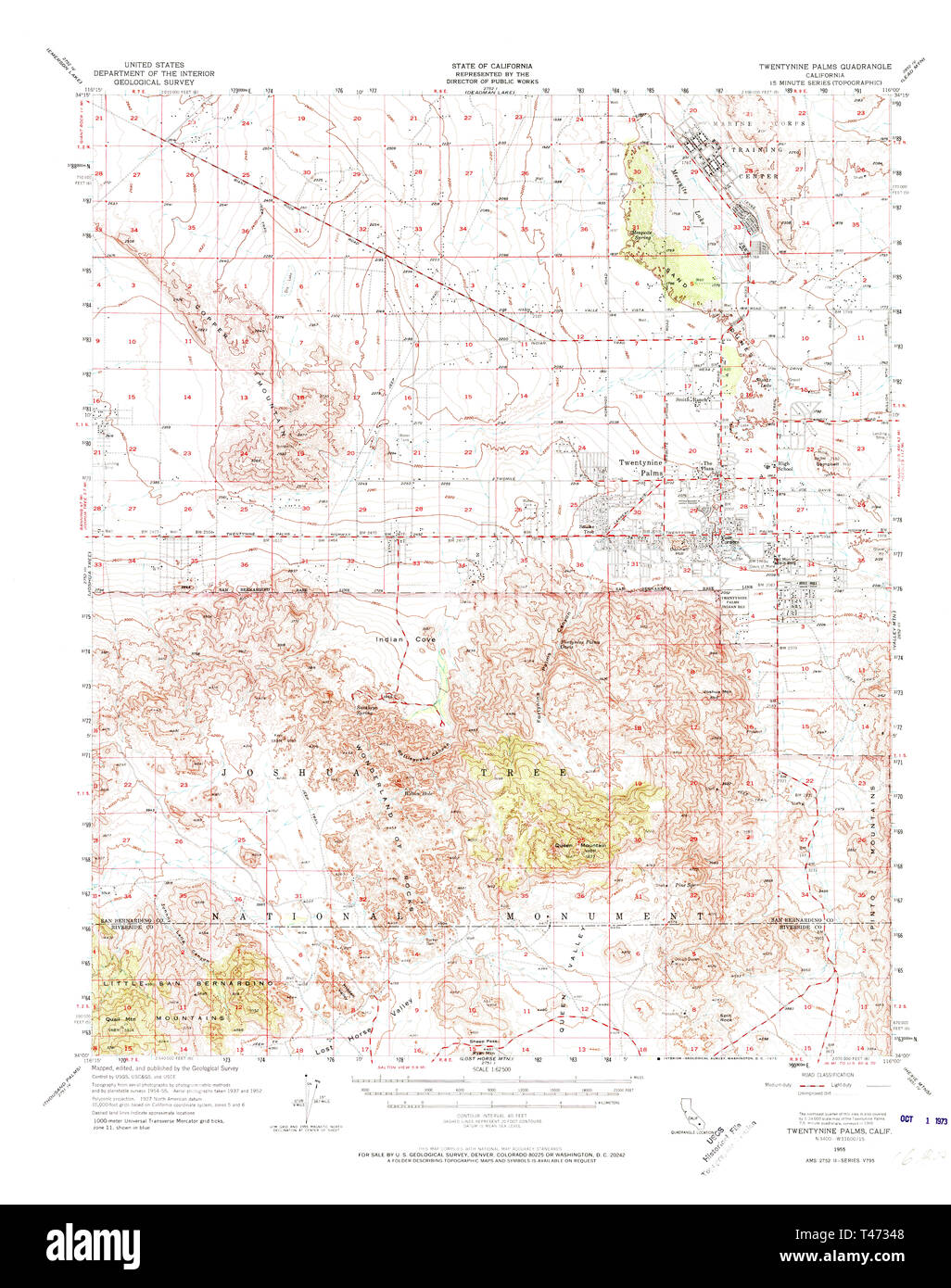 USGS TOPO Map California CA Twentynine Palms 301895 1955 62500 ...