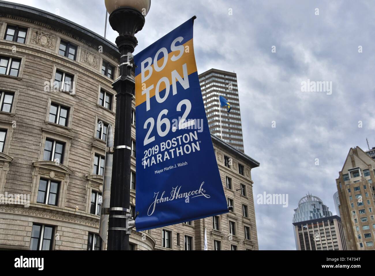 Boston Athletic Association (B.A.A.) flags and iconography, featuring ...