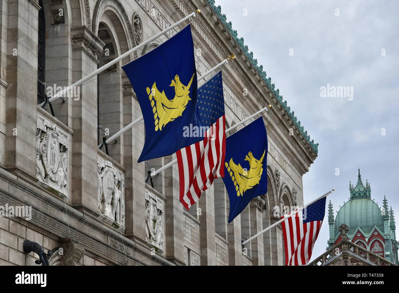 Boston Athletic Association (B.A.A.) flags and iconography, featuring ...