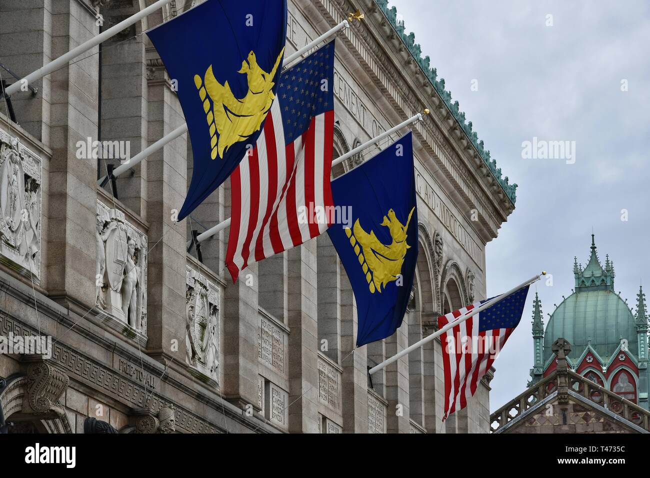Boston Athletic Association (B.A.A.) flags and iconography, featuring ...