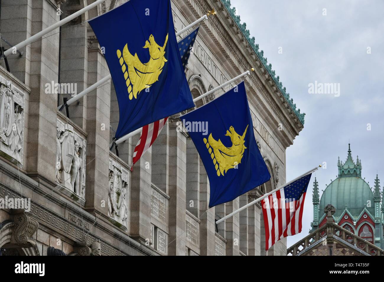 Boston Athletic Association (B.A.A.) flags and iconography, featuring ...