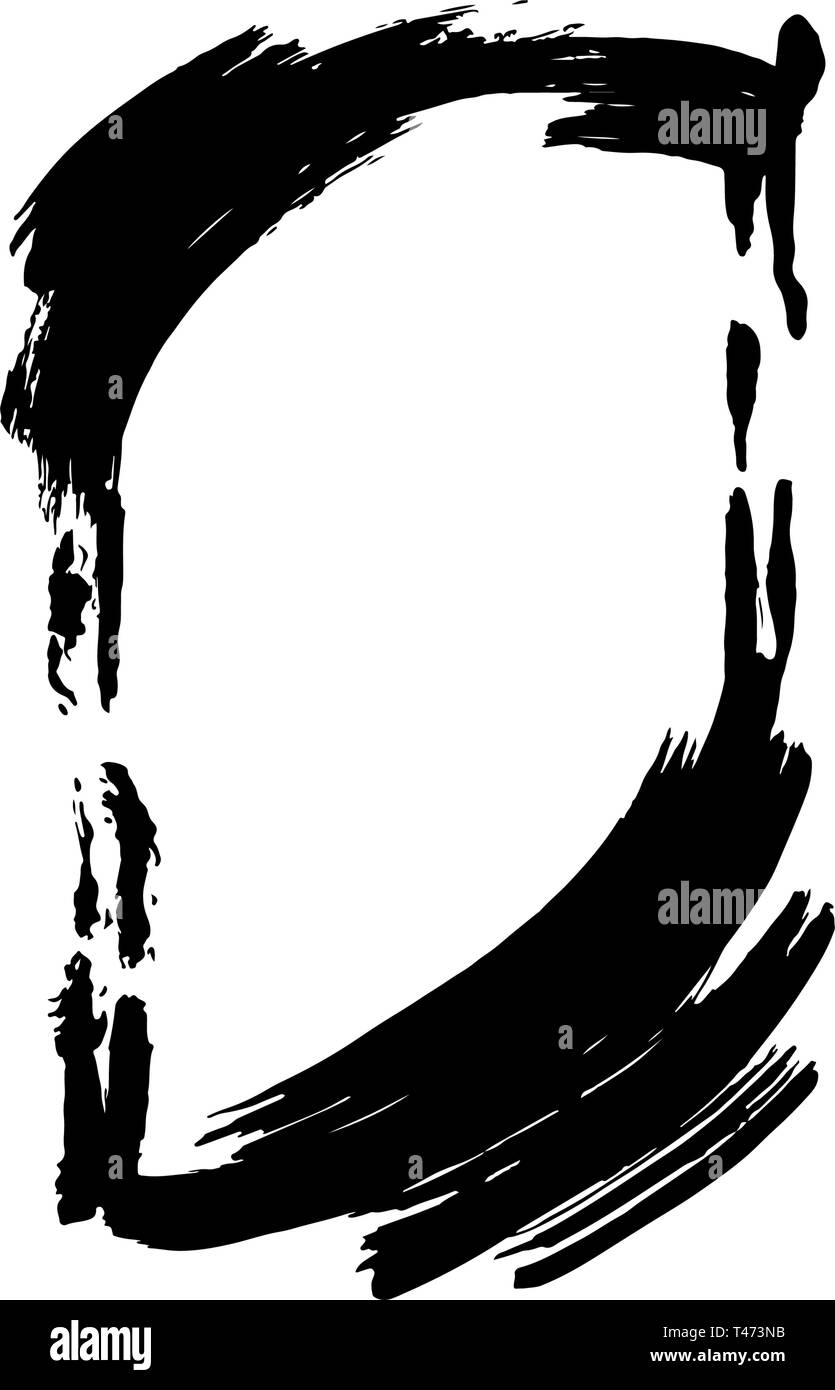 Vector Dry brush frames. Hand drawn artistic frames. Black and white ...