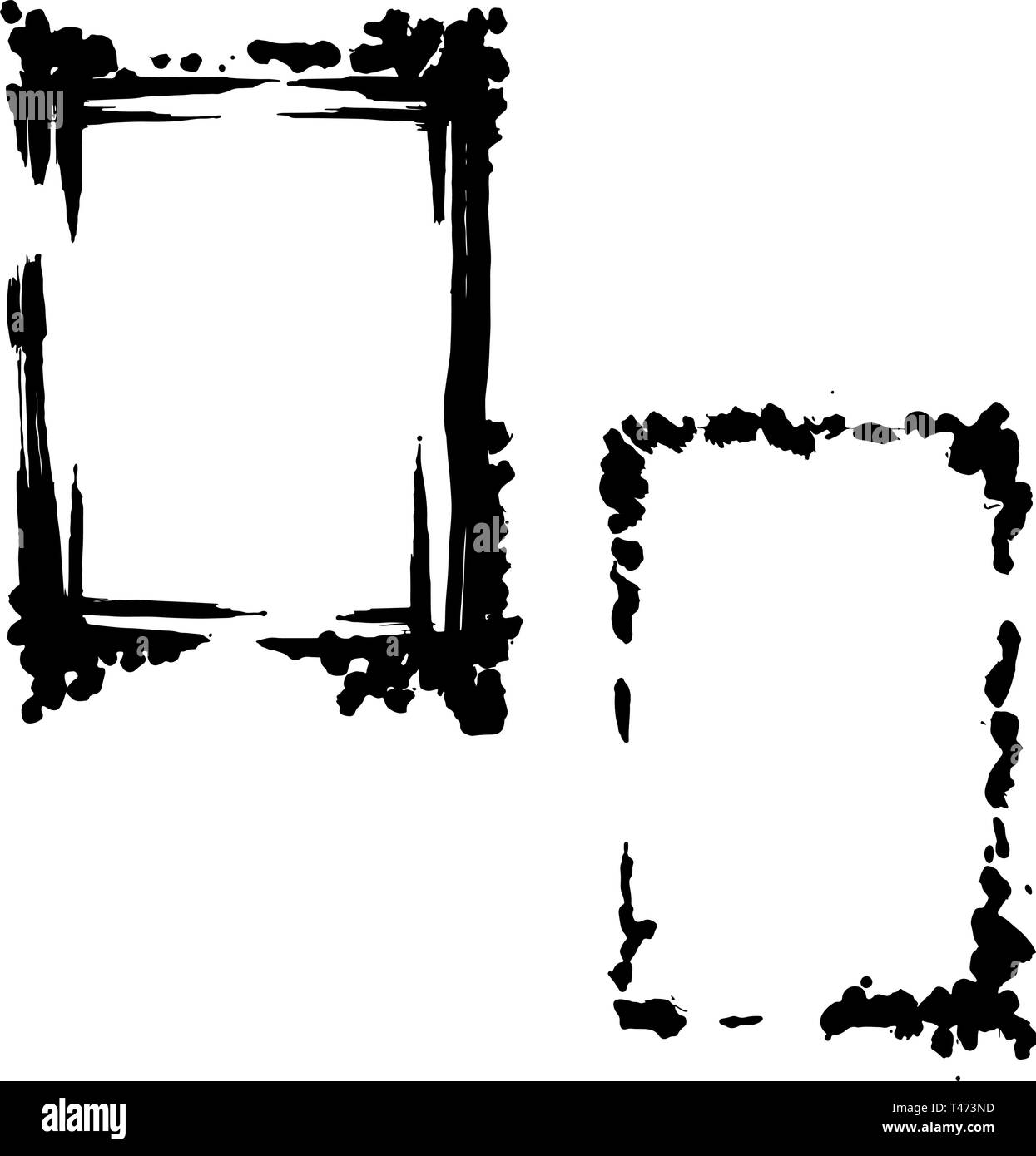 Vector Dry brush frames. Hand drawn artistic frames. Black and white ...