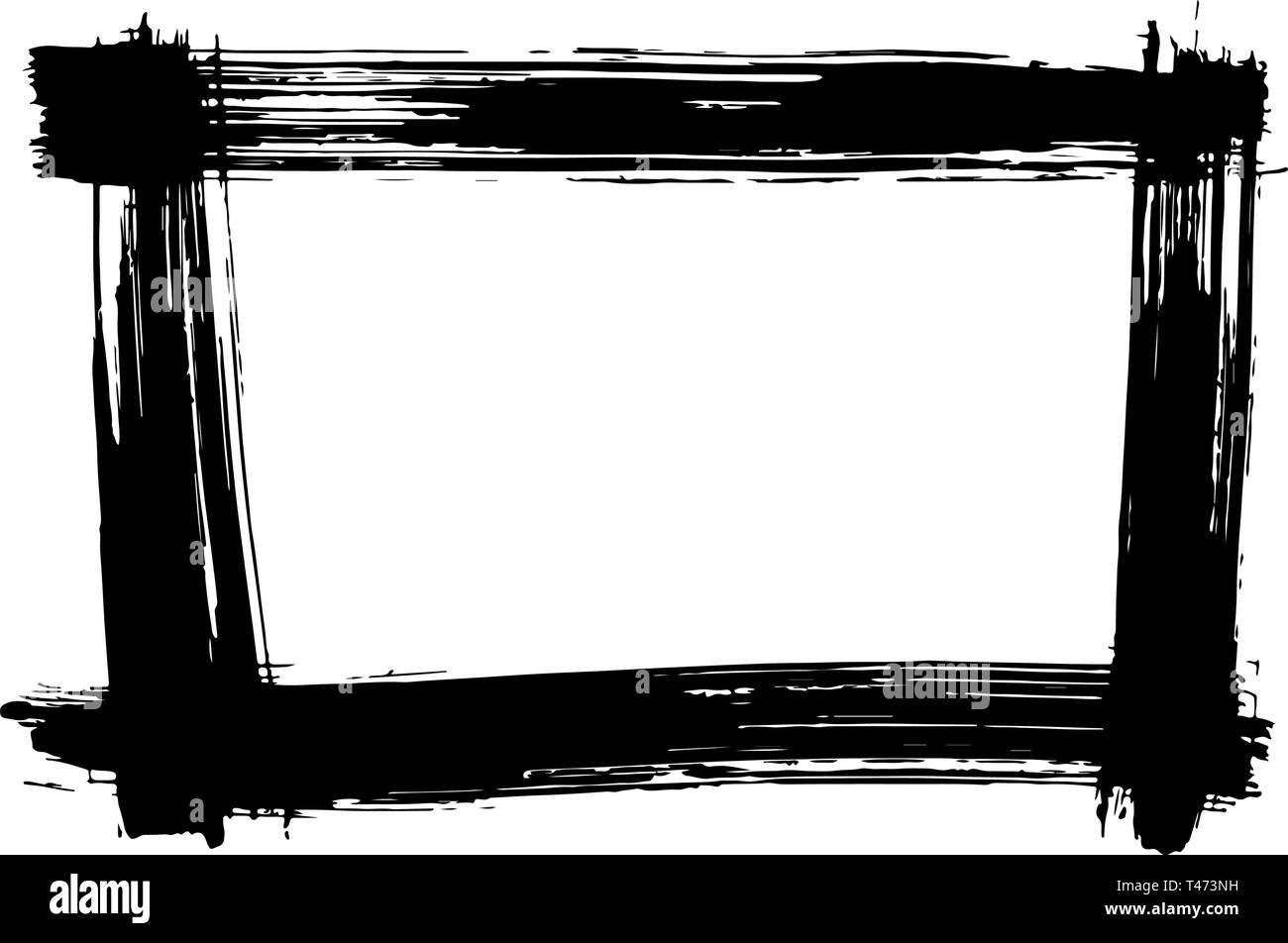 Vector Dry brush frames. Hand drawn artistic frames. Black and white ...
